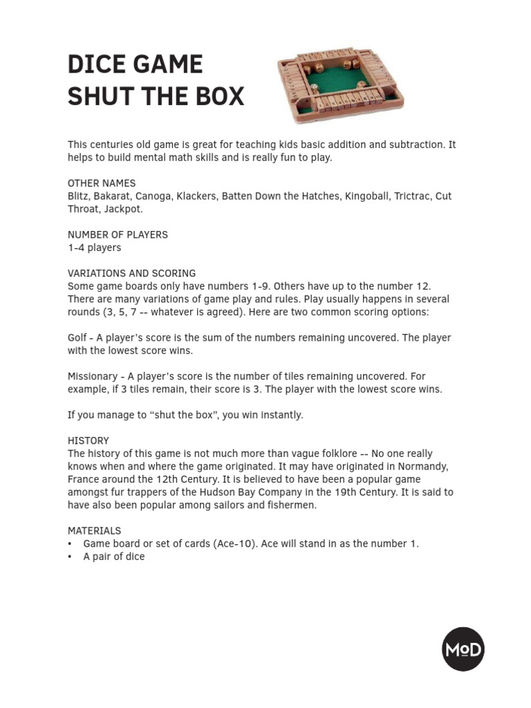 Shut The Box | PDF