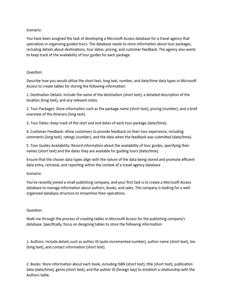 Scenario | PDF | Databases | Microsoft Access