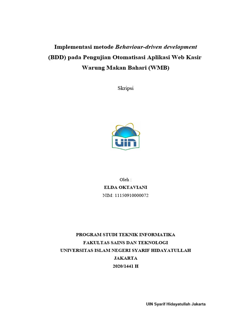 Implementasi metode Behaviour-driven development (BDD) pada Pengujian ... Implementasi metode Behaviour-driven development (BDD) pada Pengujian ...