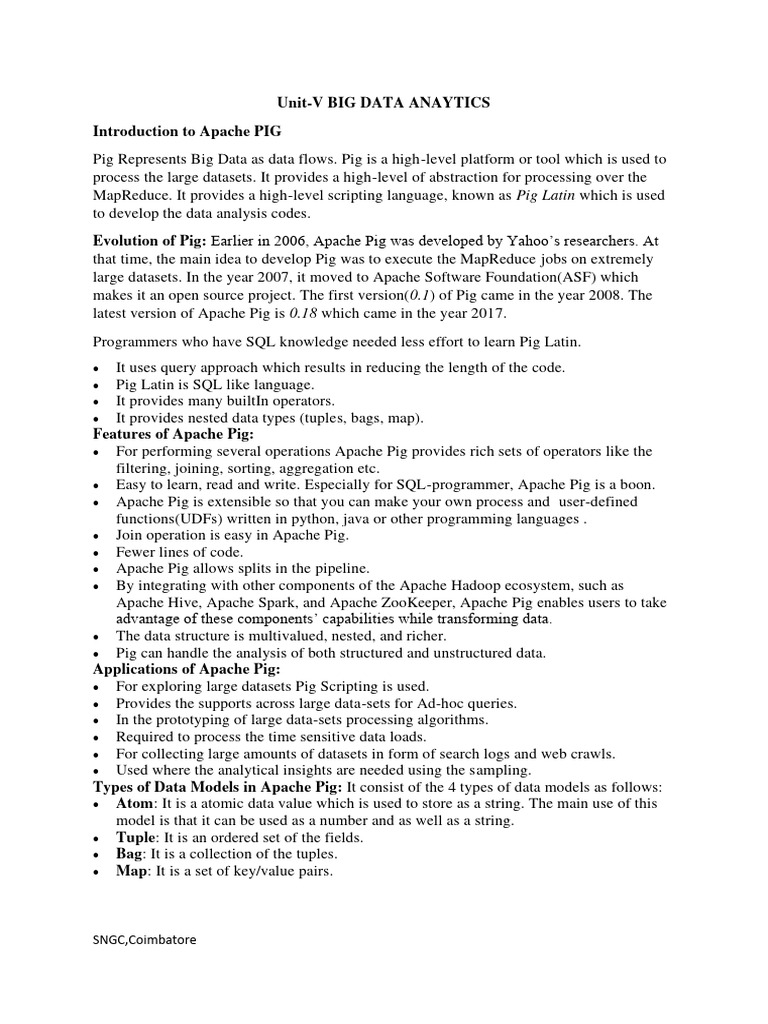 Big Data Unit IV | PDF | Apache Hadoop | Databases Big Data Unit IV | PDF | Apache Hadoop | Databases