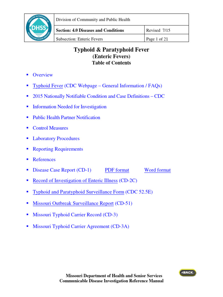 Typhoid Fever-Missouri | PDF | Diseases And Disorders | Epidemiology