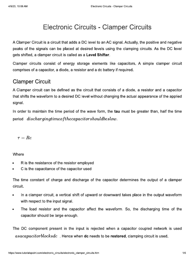 Clamper Circuit | PDF