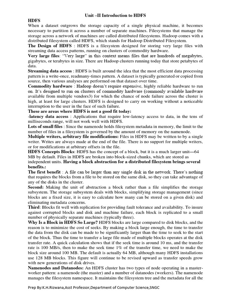 Unit II Big Data Analytics | Download Free PDF | Apache Hadoop | File System