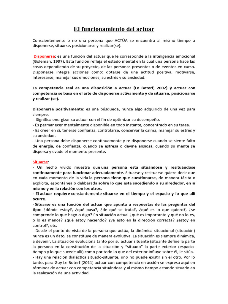 Actuar: Disponerse, Situarse y Realizarse | PDF | Mente | Ansiedad