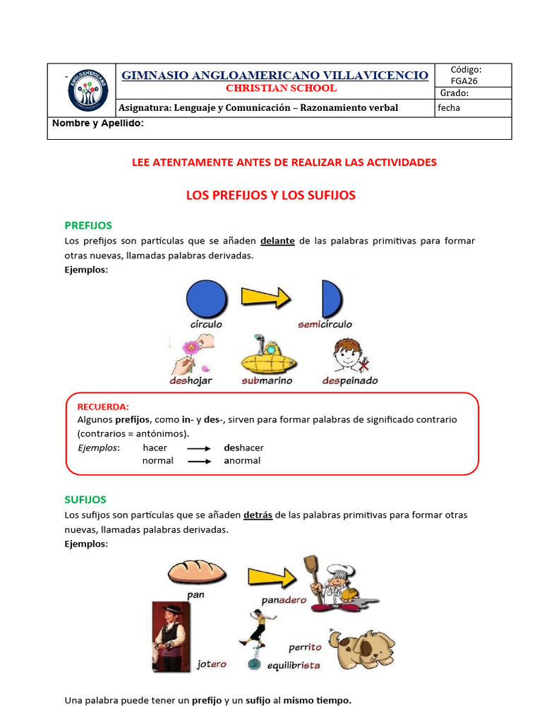 Prefijos y sufijos en el lenguaje | PDF | Gramática | Tipología Lingüística