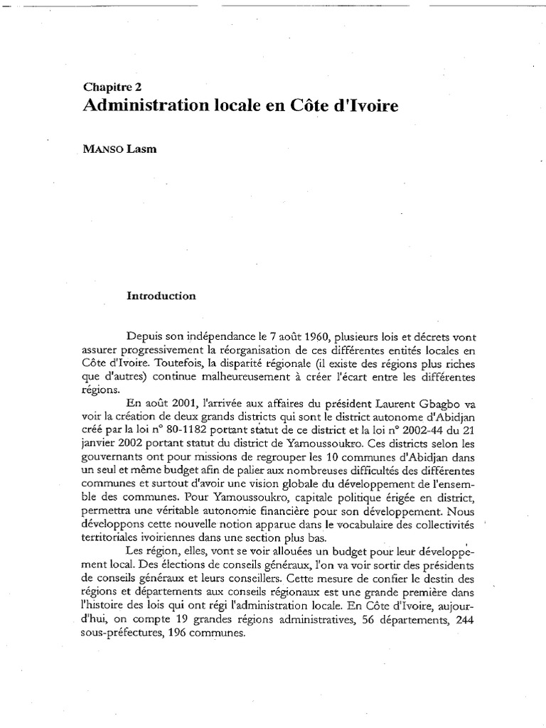Administration Locale en Cote D'ivoire | PDF Administration Locale en Cote D'ivoire | PDF