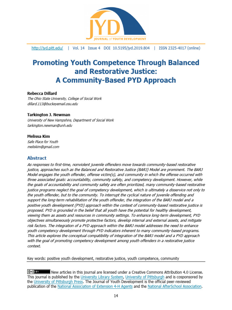(General) Promoting Youth Competence Through Balanced and Restorative ...