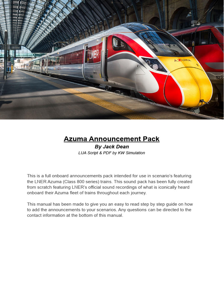 LNER Azuma Announcements Pack Manual | PDF | Software Engineering ...