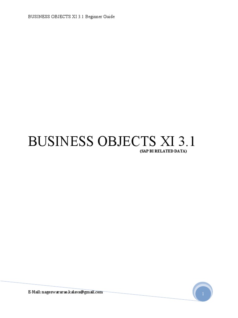 Business Objects XI 3.1 Beginner Guide For U | PDF | Command Line ...