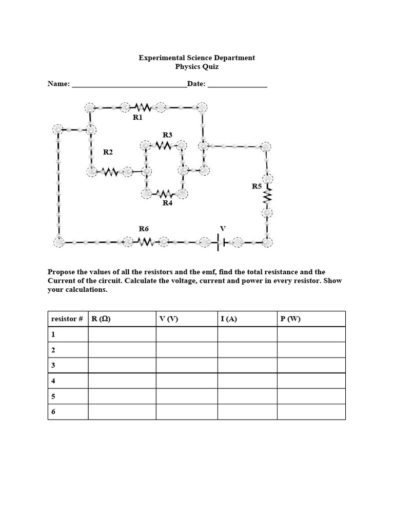Physics Quiz: Circuit Calculations | PDF