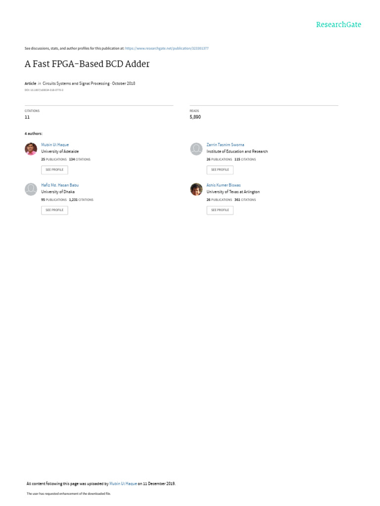 FPGA-Based BCD Adder Efficiency | PDF | Binary Coded Decimal | Computer Engineering