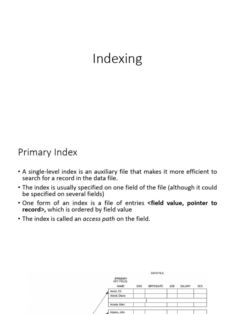 Indexing Dbms Pdf Database Index Computer Data