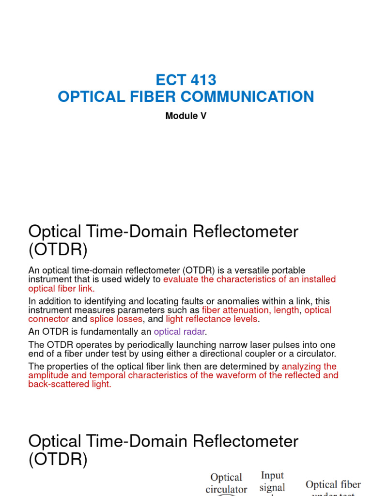 Ect 413 Ofc m5d3 - Otdr | PDF | Optical Fiber | Signal To Noise Ratio