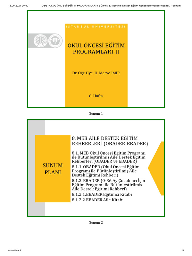 Okul Öncesi̇ Eği̇ti̇m Programlari | PDF