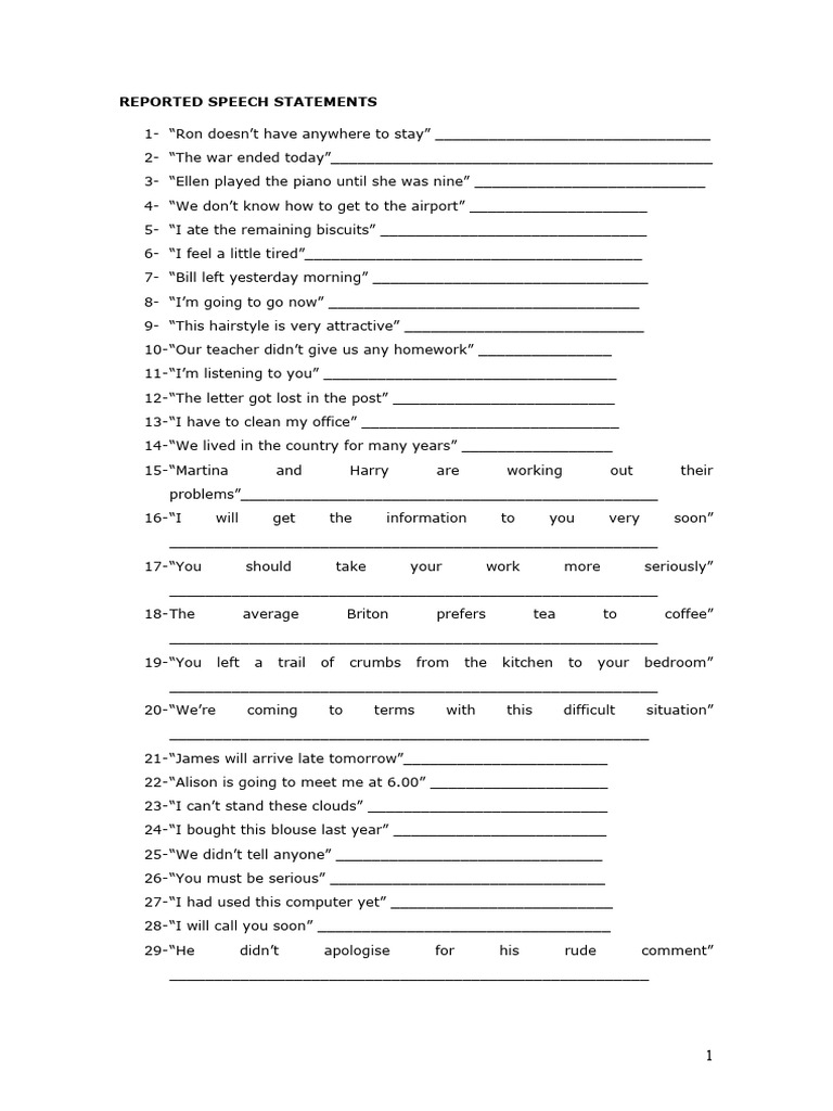 Reported Speech Statements | PDF