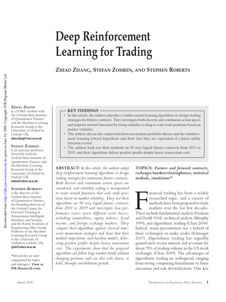Deep Reinforcement Learning | PDF | Algorithmic Trading | Applied ...