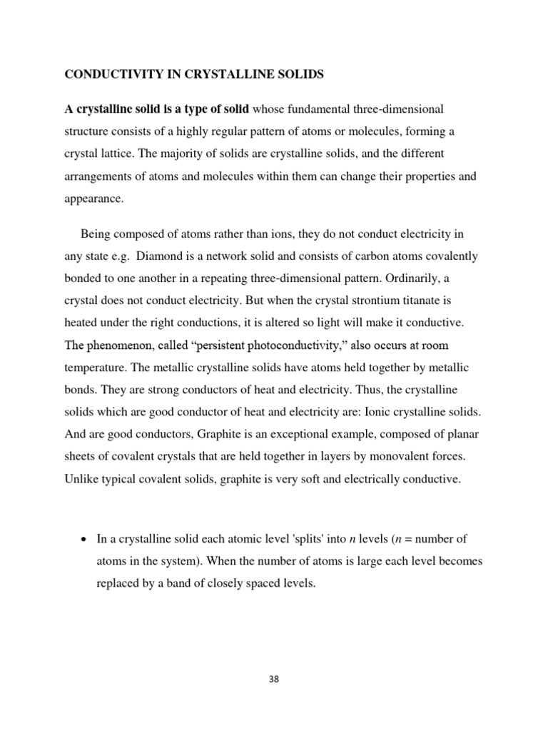 Crystalline Solids & Conductivity | PDF | Chemical Bond | Solid