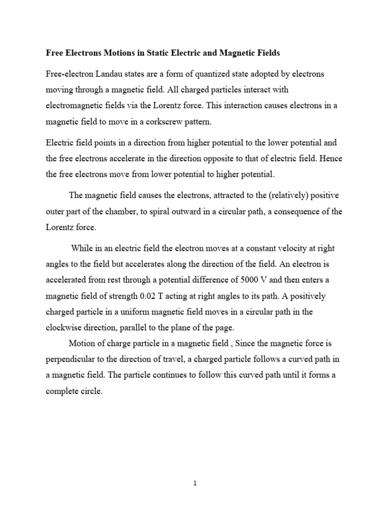 Electron Motion in Electric and Magnetic Fields | PDF | Electron ...