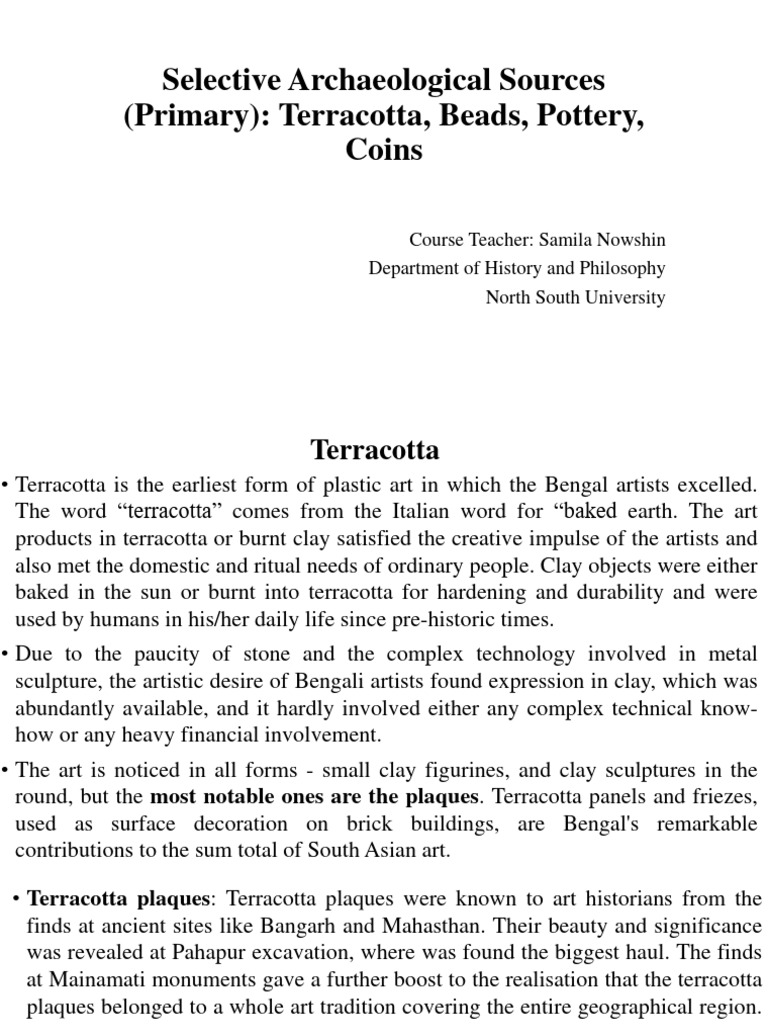 Lec 7 Selective Archaeological Sources (Primary) | PDF | Coins | Pottery