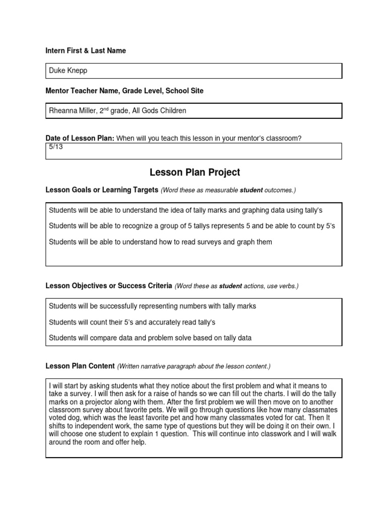 Internship Ccss Lesson Plan Template 2 | Download Free PDF | Lesson ...