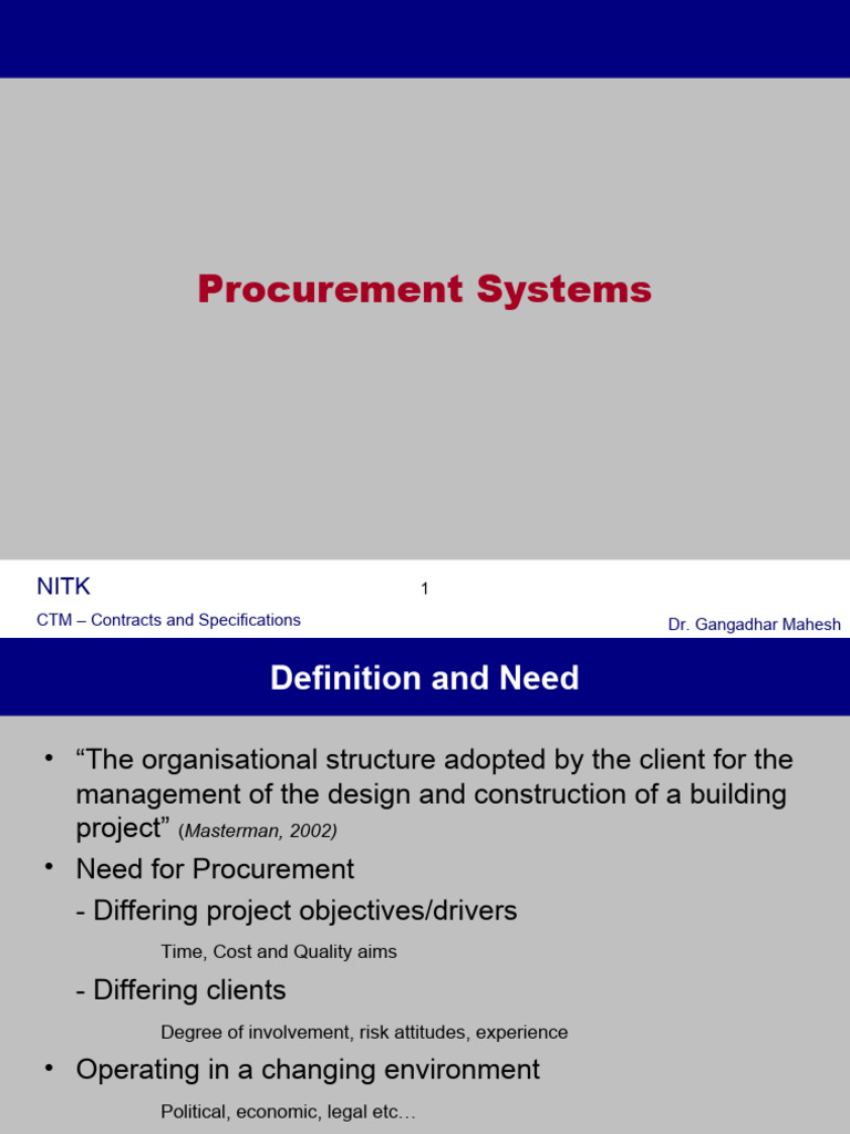 Procurement Systems in Construction | PDF | Risk | General Contractor