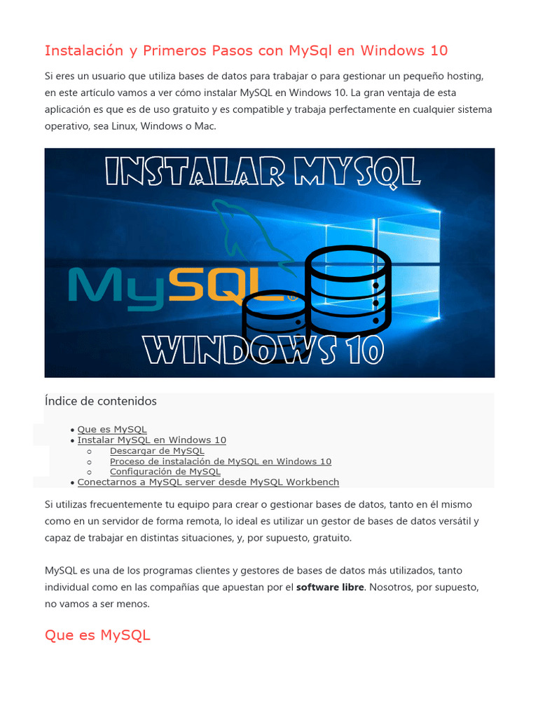 Instala MySQL en Windows 10 | PDF | Mi sql | Windows 10