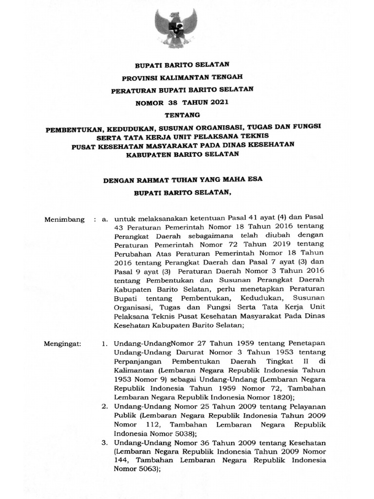 Pebup SOTK Puskesmas | PDF