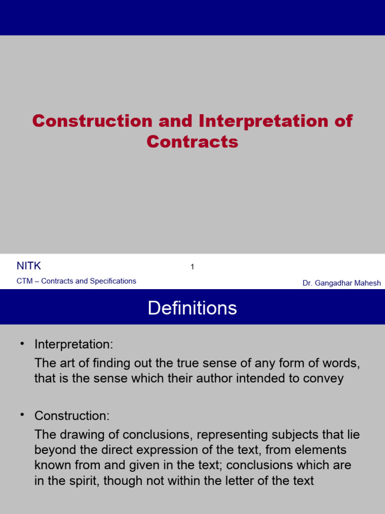CTM - Construction and Interpretation of Contracts | PDF | Common Law | Justice