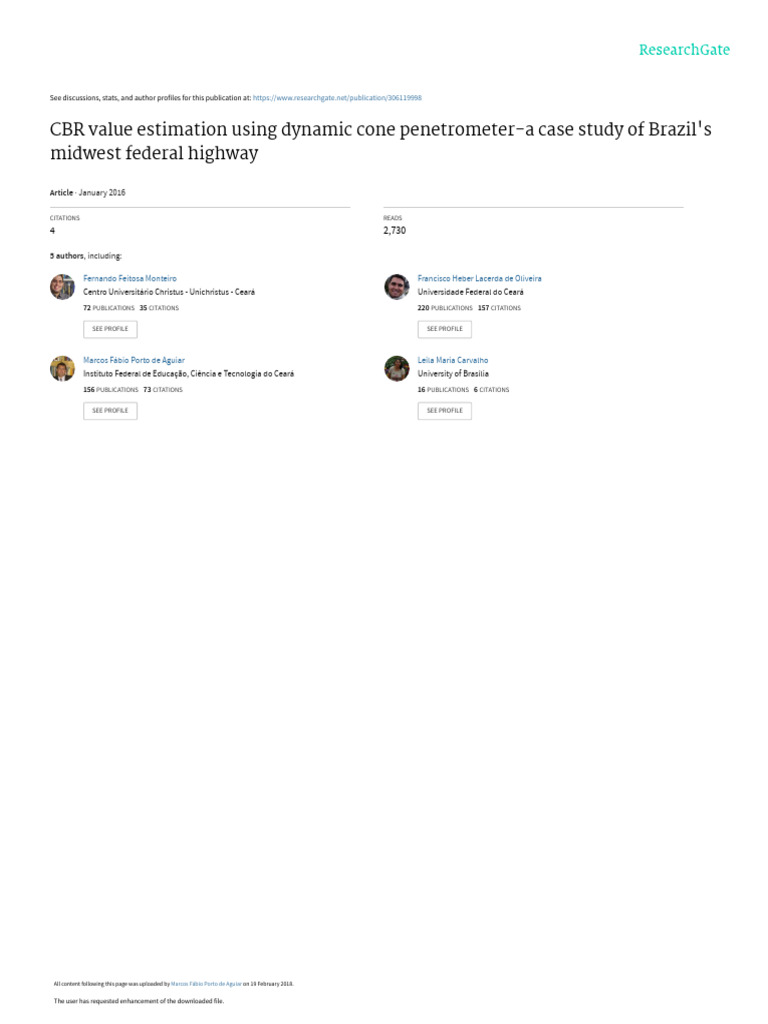 CBR Value Estimation Using Dynamic Cone PenetrometerA Case Study of Brazils Midwest Federal ...