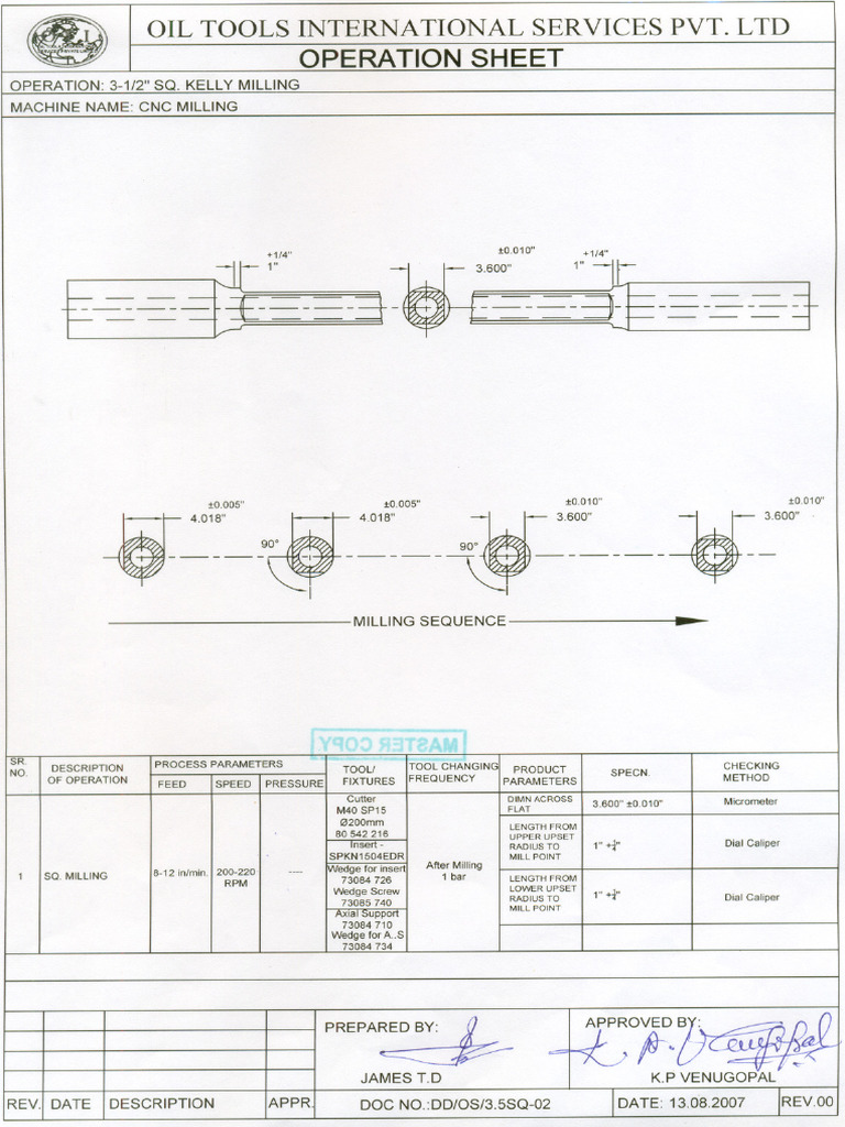 3.5'' SQ. Kelly Milling | PDF | Manufactured Goods | Crafts
