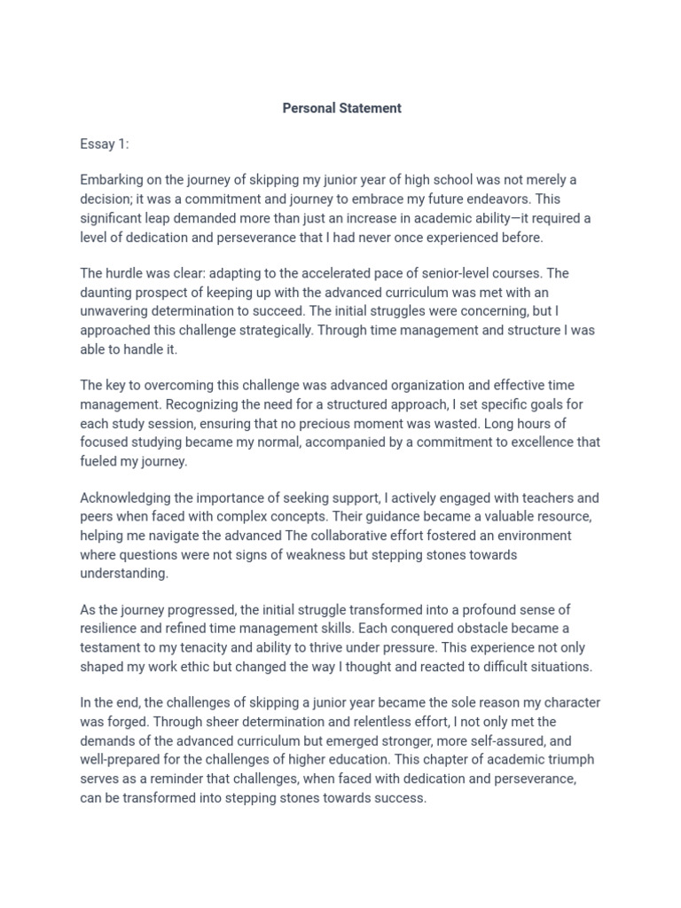 Personal Statement 1 | Download Free PDF | Psychological Resilience | Psychology