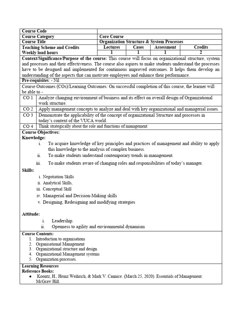 OSSP | PDF | Organizational Structure | System