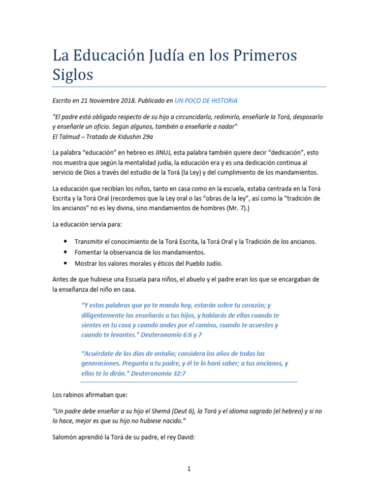 Educación Judía en los Primeros Siglos | PDF | Halakha | Talmud
