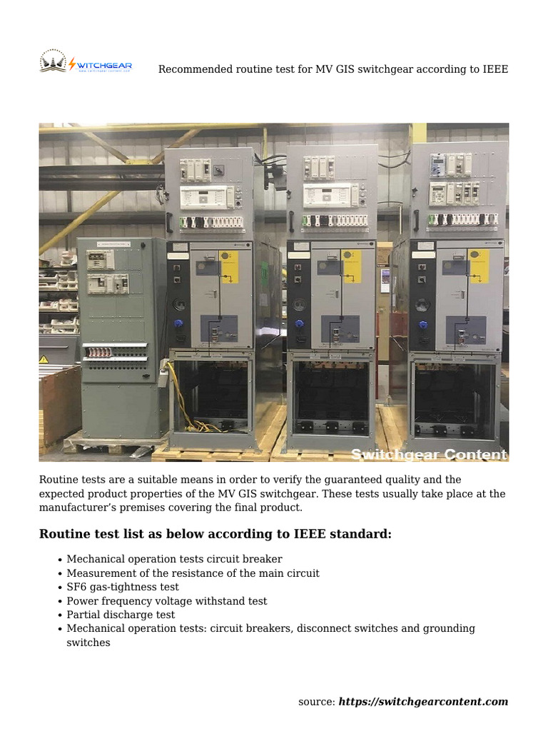 MV GIS Switchgear Routine Tests per IEEE | PDF