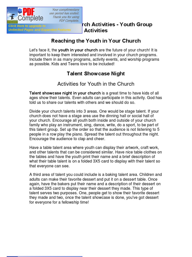 Engaging Youth in Church Activities | PDF | Leisure