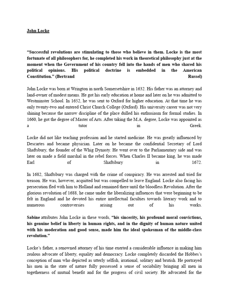 John Locke | PDF | Natural Law | John Locke