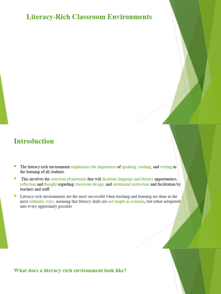 TLS_Literacy- Rich Classroom Environment | PDF | Literacy | Teachers