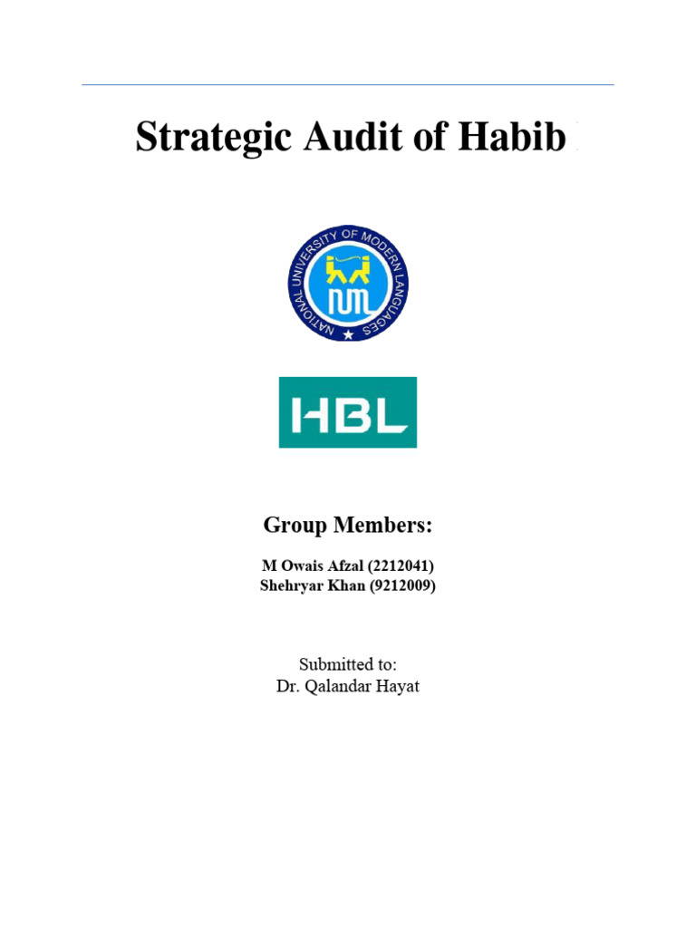 Strategic Audit of HBL | Download Free PDF | Strategic Management ...