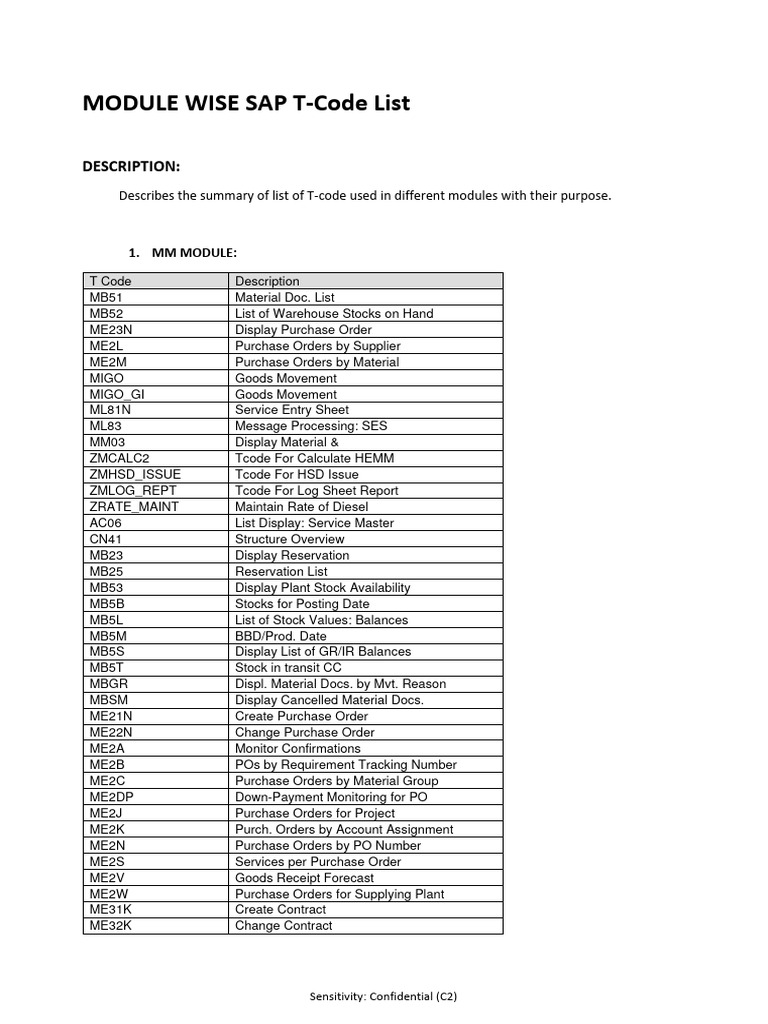 Sap T Code List Manual Pdf Depreciation Business Economics