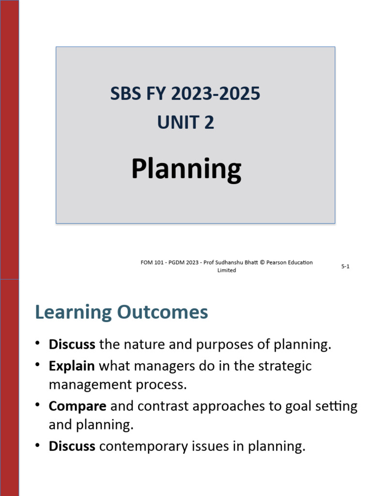 Unit-2 Planning Fom | PDF | Strategic Management | Swot Analysis