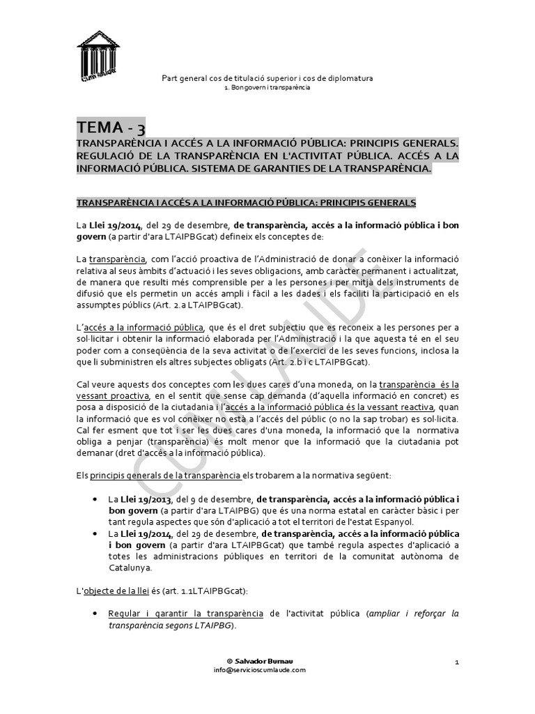 TEMA 1 - Transparència | PDF