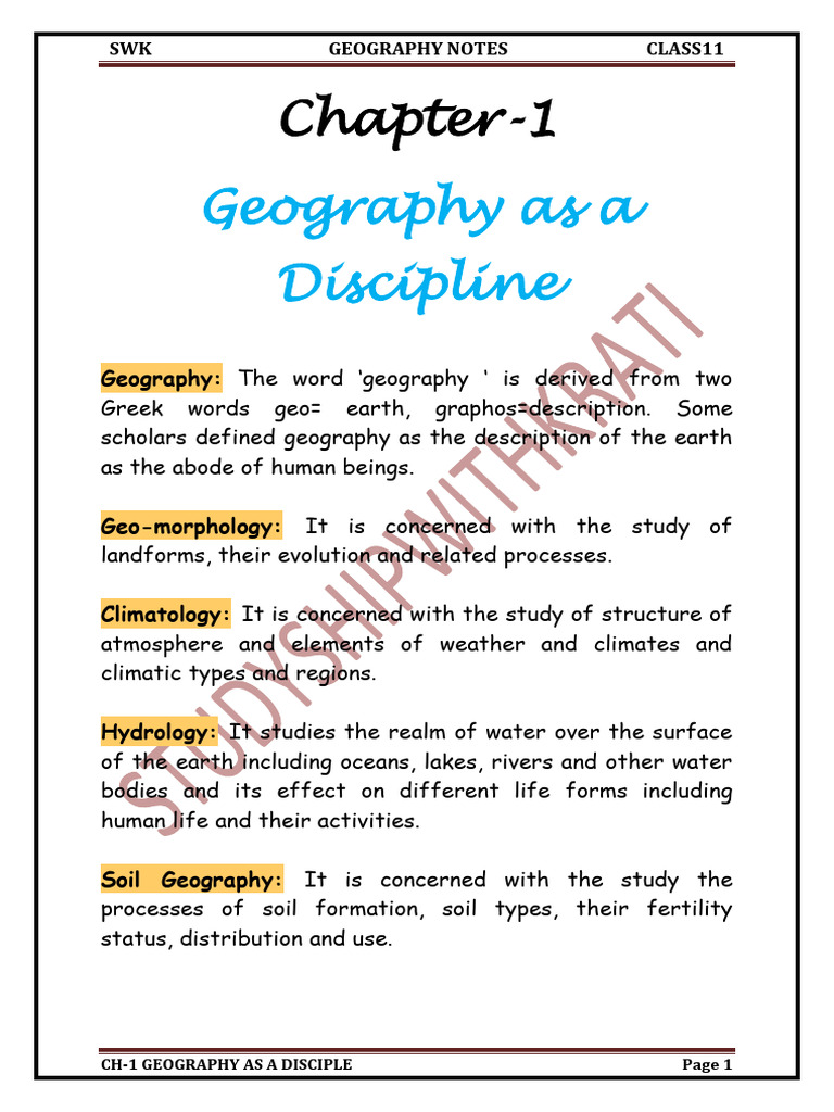 SWK Book 1 CH 1 Geography As A Discipline | PDF | Geography | Nature
