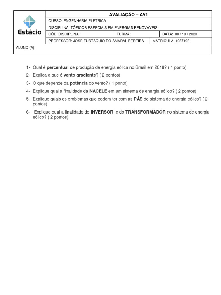 Prova Av1 - Topicos Especiais | PDF | Métodos e Materiais de Ensino | Ciências e Matemática