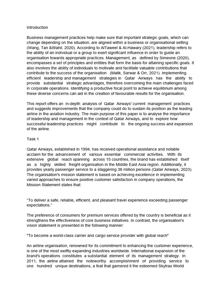 Qatar Airways Management Practices Analysis | PDF | Emotional ...