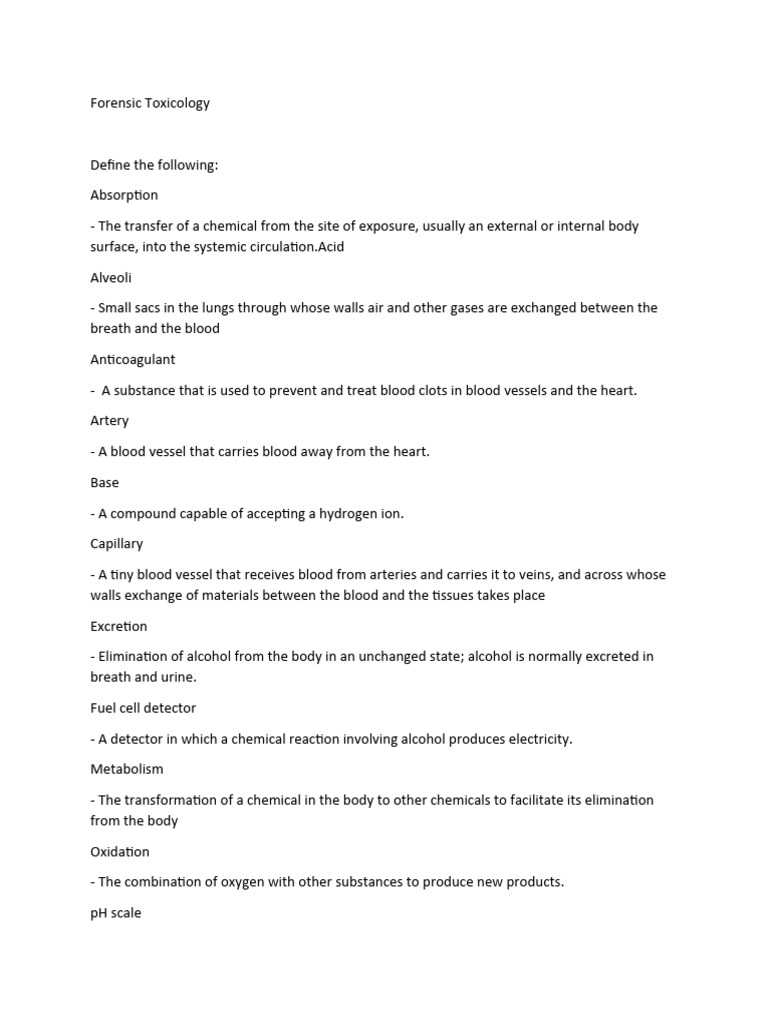 Forensic Toxicology Definitions & Cases | PDF