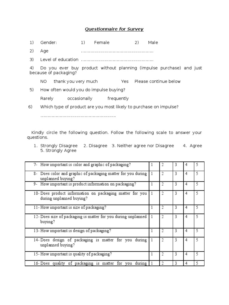 Impulse Buying and Packaging Survey | PDF | Self-Improvement