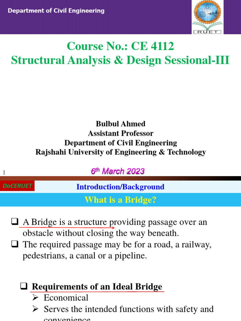 CE 4112 Introduction Chapter I | PDF | Bridge | Bending