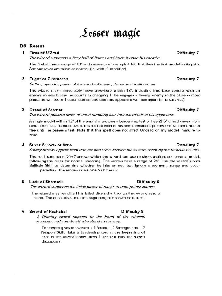 Mordheim - Lesser Magic | PDF