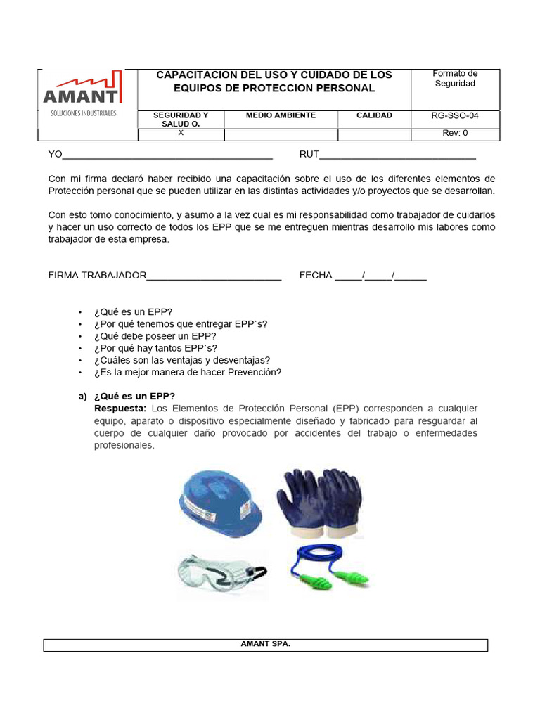 Capacitacion Del USO de EPP RG - SSO-04 | PDF | Guante | Contaminación