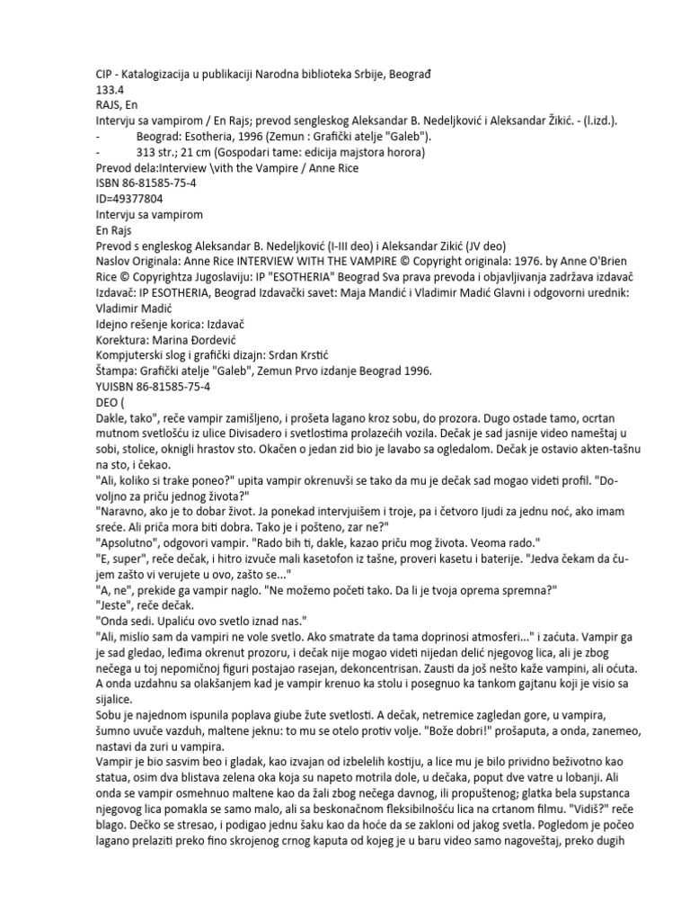1.intervju Sa Vampirom | PDF